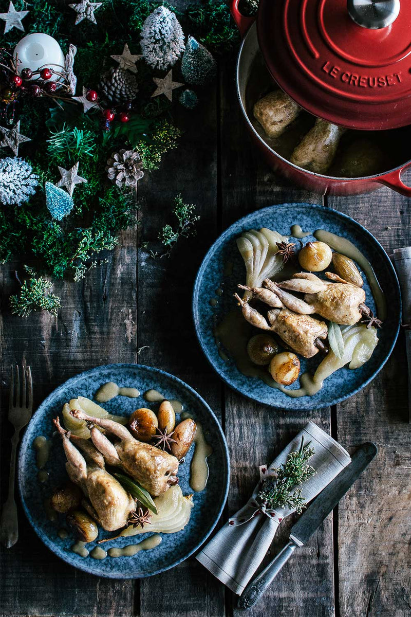 Quaglie con pere e cipolline glassate – Claudia&Julia