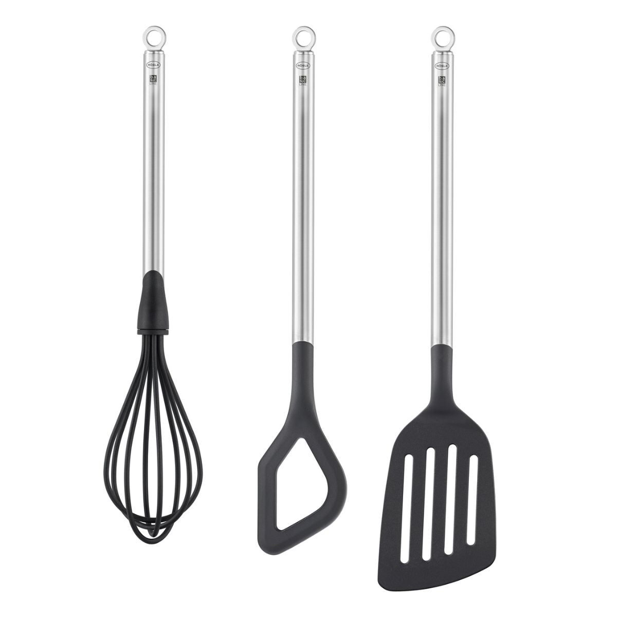 Set of 3 Nylon Kitchen Utensils with Stainless Steel Handle Basic Line ...