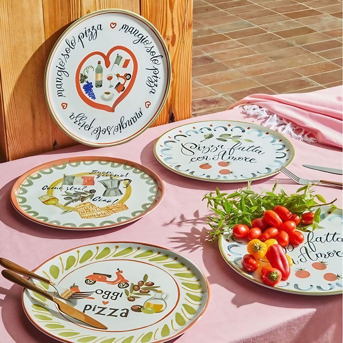 Set de 4 platos de porcelana para pizza Cinzia Andrea Fontebasso Togna ...