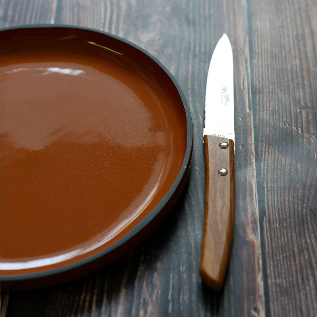 Roger Orfevre micro-serrated table knife with olive handle – Claudia&Julia